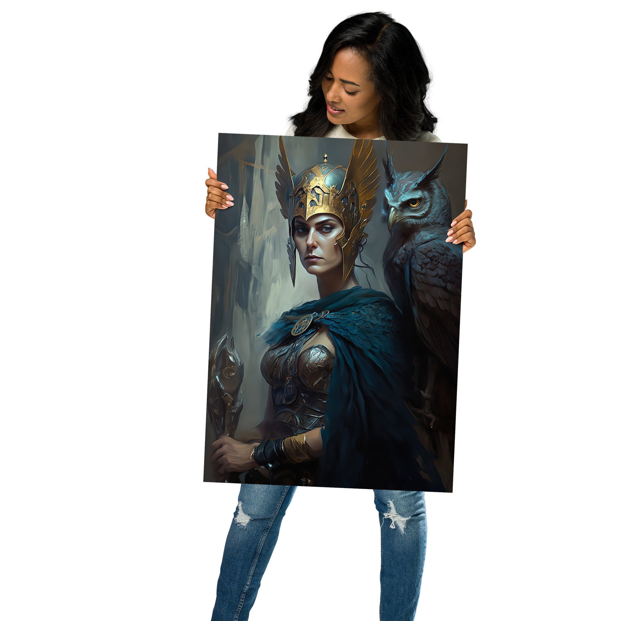 Athena Portrait: Warrior Greek Goddess Contemplating With - Etsy