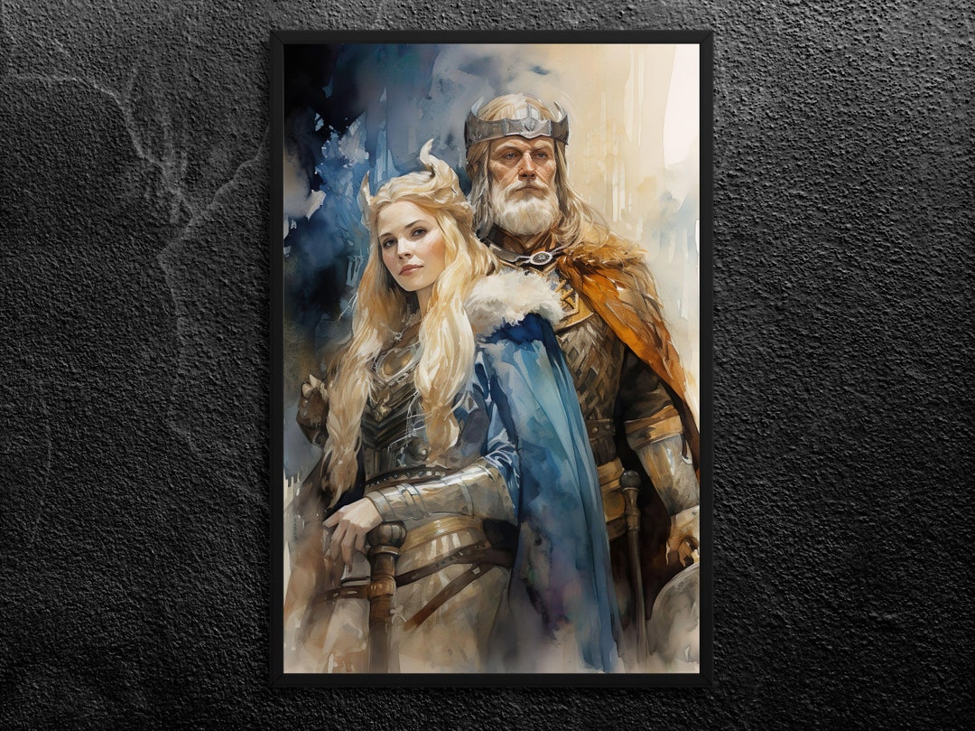 Odin and Frigg Art Print: Norse Mythology, Asgardian Gods, Wall Art ...