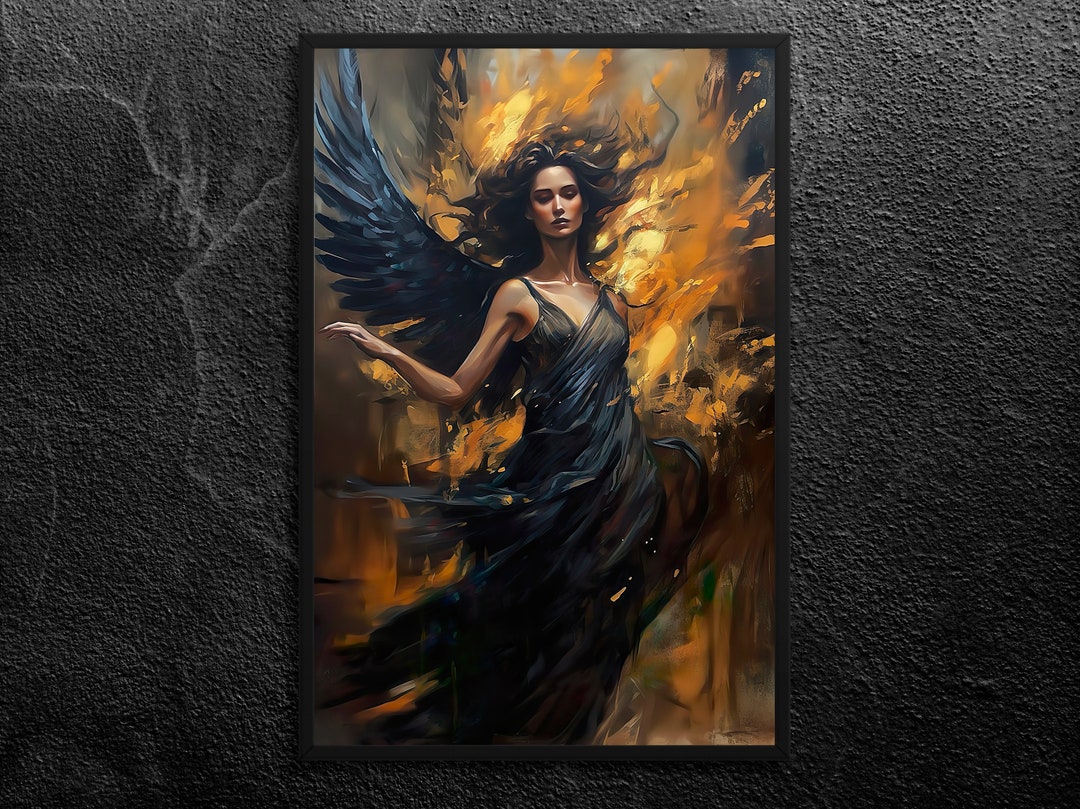 Nyx (nox) Art Print: Primordial Night and Winged Greek Goddesss Wall ...