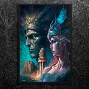 Athena and Poseidon Portrait: Contest for Athens Dramatic - Etsy