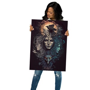 Hecate Triple Goddess Portrait: Three Faces, Earth Sky Underworld, Crow ...