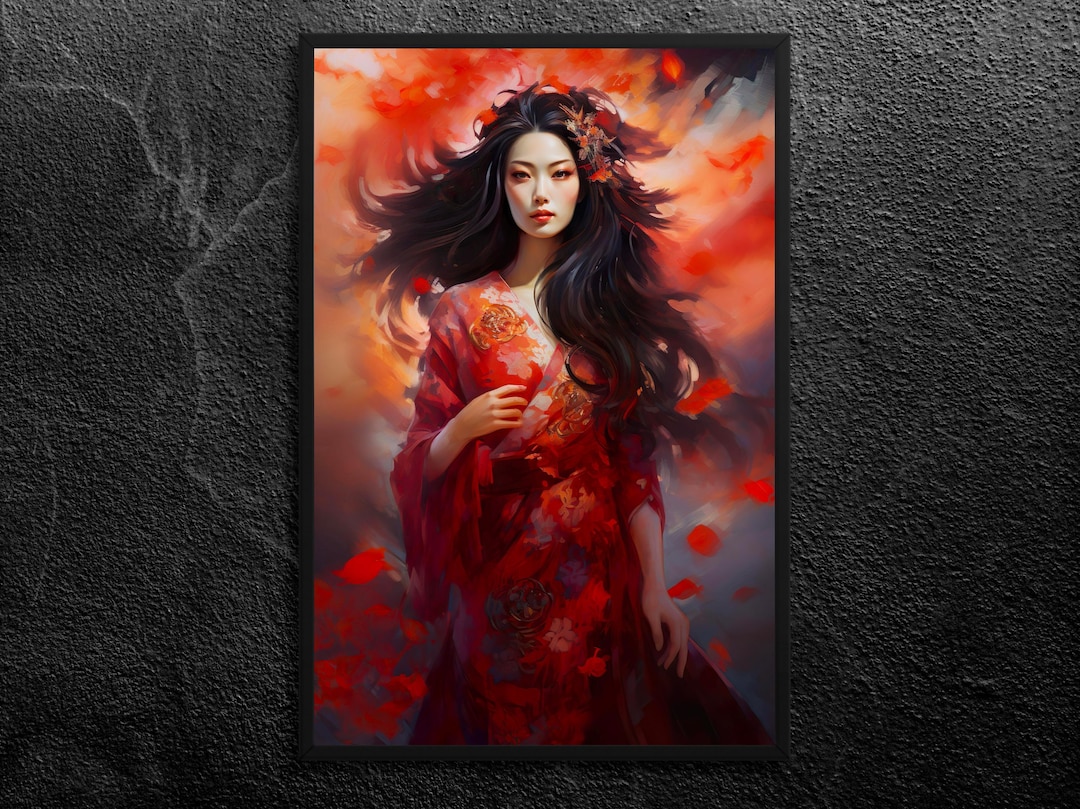 Amaterasu Print: Shinto Sun Goddess Art, Japanese Mythology Wall Art ...