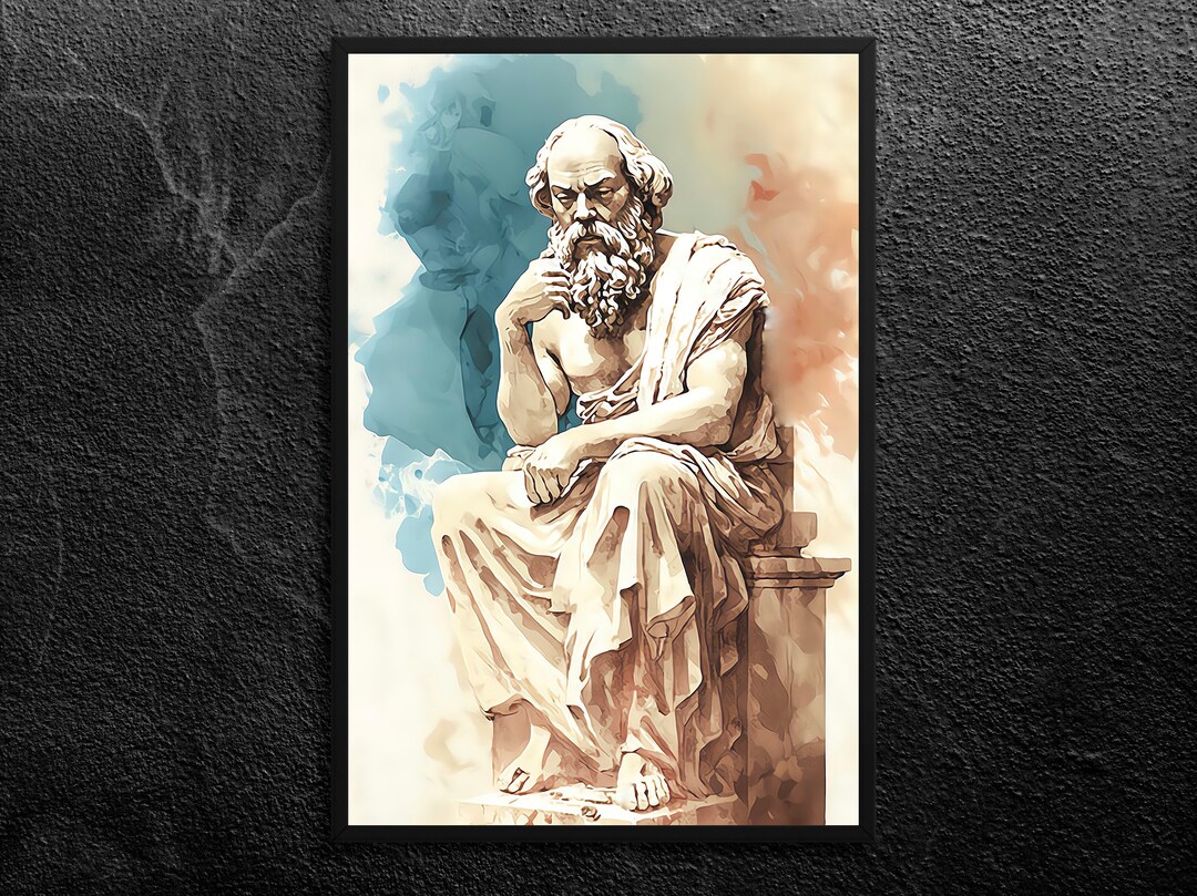 Deep Contemplation: Socrates Portrait in Watercolor and Expressionism ...