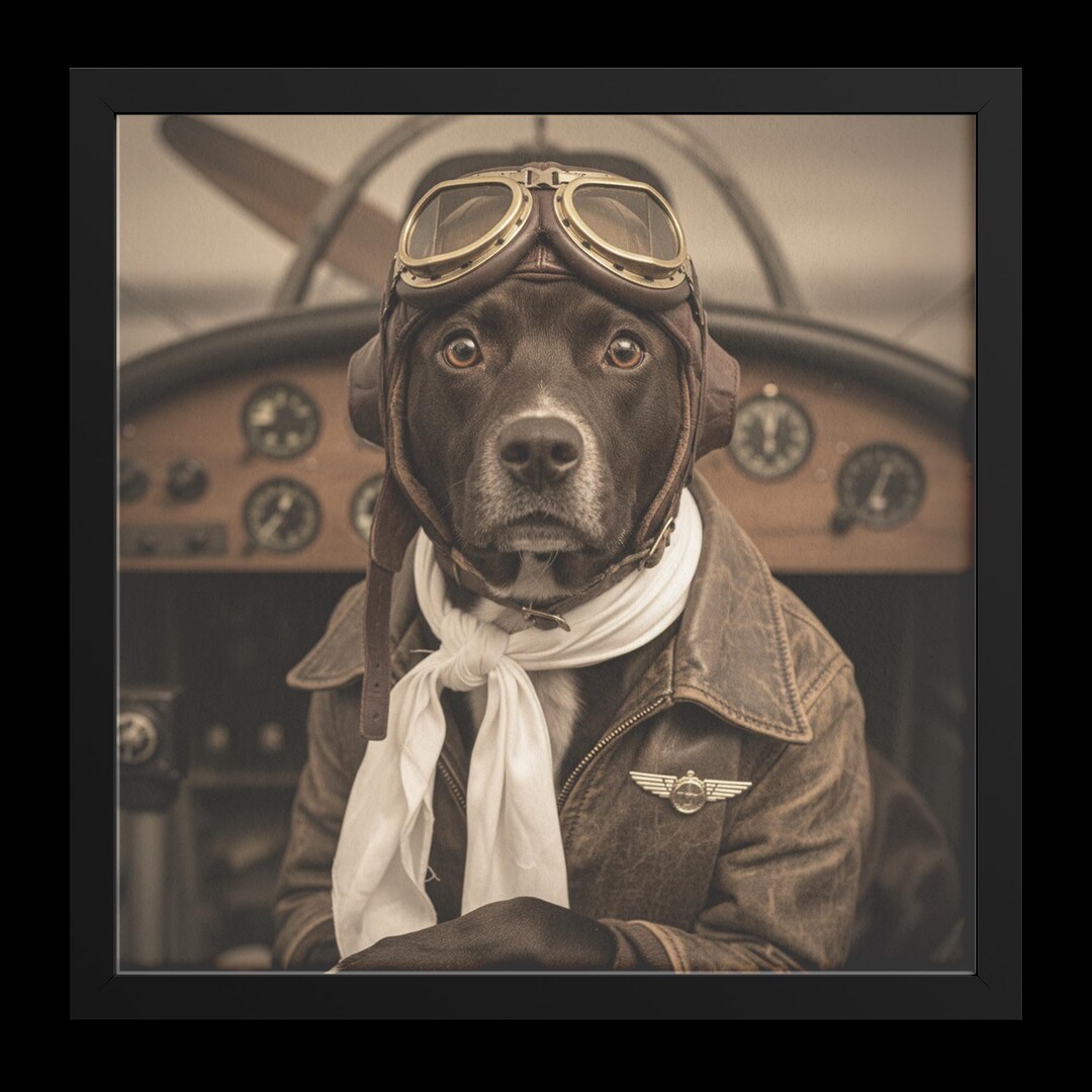 Aviation Themed Dog Art, Funny Animal Art & Video Game Gift - Etsy
