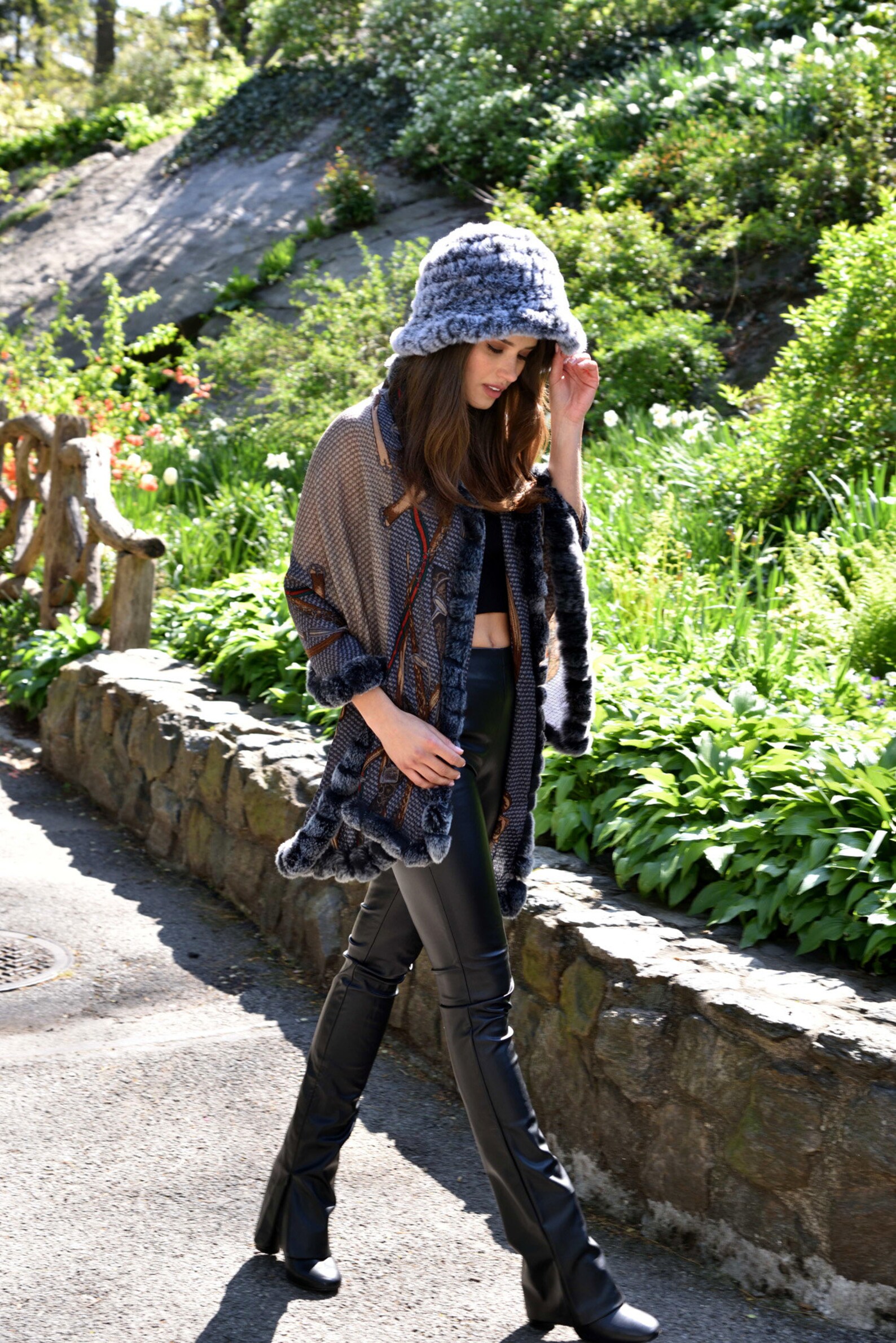 Stylish Print Rex Fur Trim Wrap | by La Fiorentina - Etsy