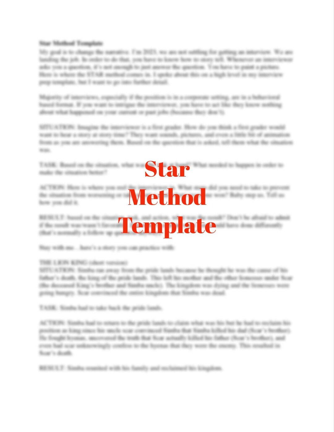 STAR Method Template - Etsy