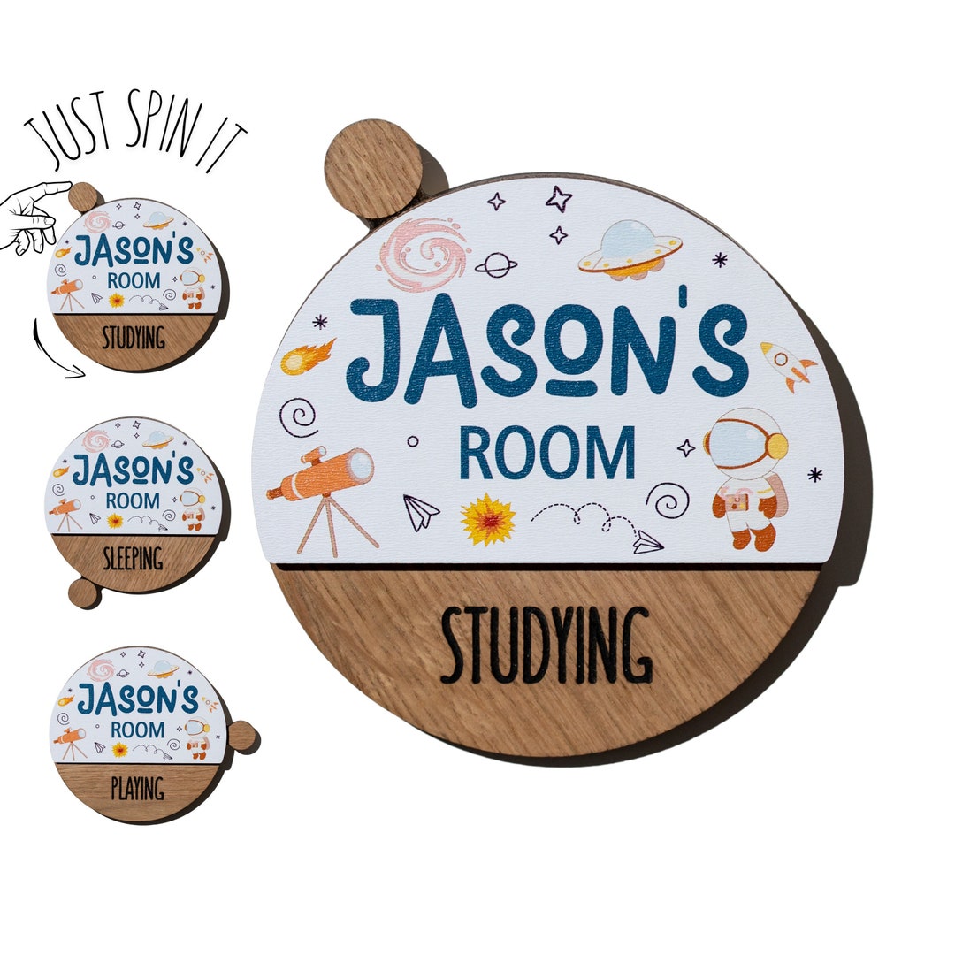 Personalised Space Bedroom Door Sign, Name Room Sign, Rocket Theme Baby ...