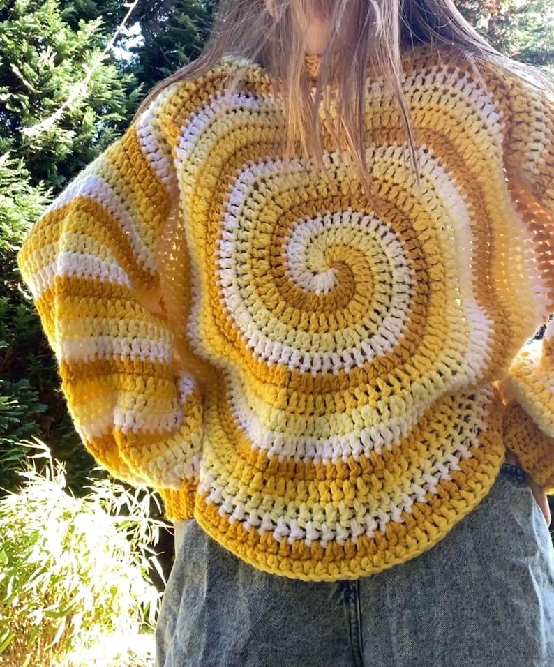 Ombre Yellow Crochet Spiral Jumper Handmade - Etsy