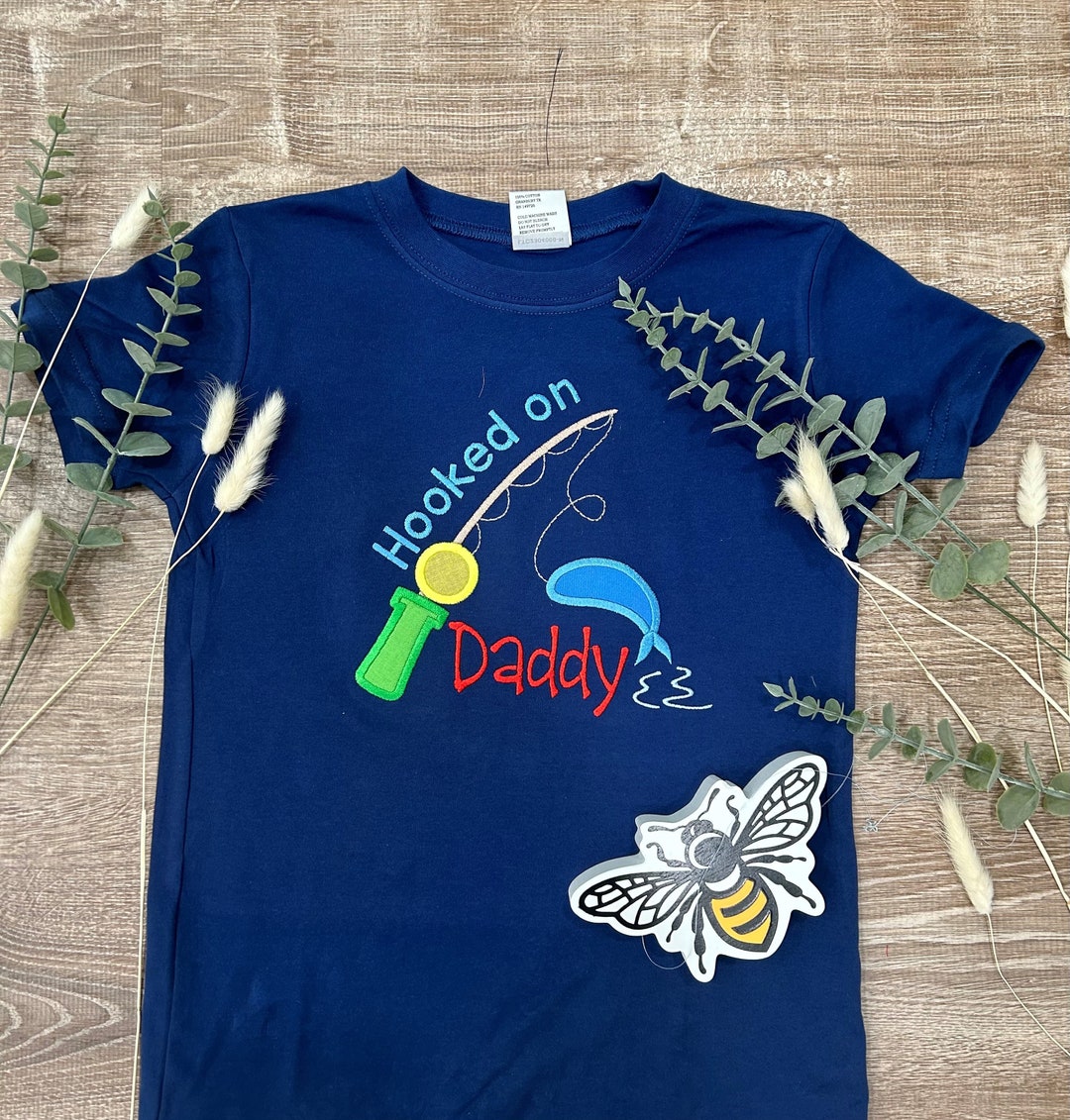 Hooked on Daddy Embroidered! / Father's Day / Boy Fishing Shirt ...