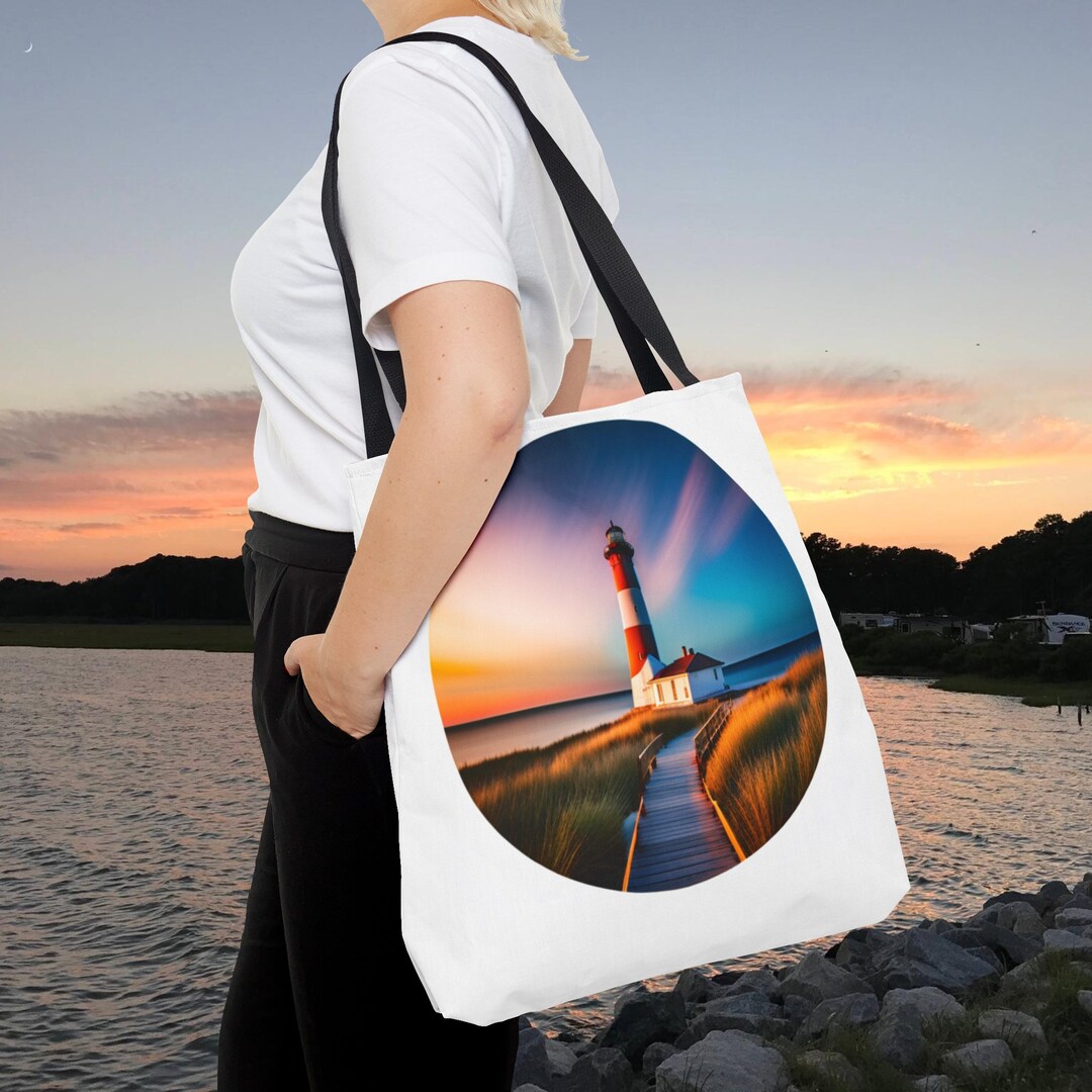 Assateague Lighthouse Tote Bag: Virginia Beach Camping Bag - Etsy