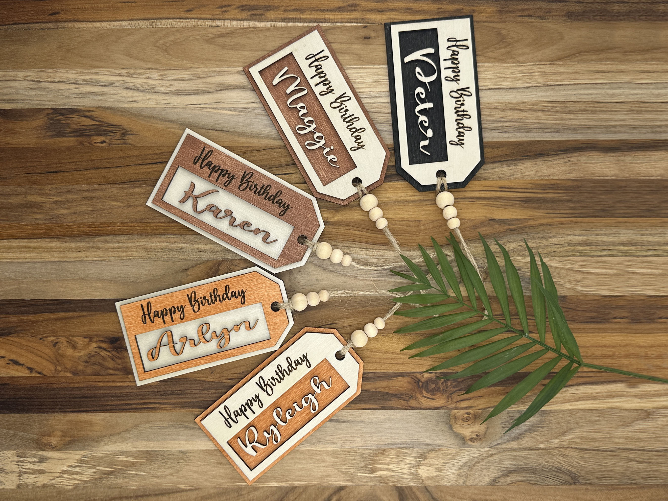 Personalized Tags Happy Birthday Gift Tags With Names Wood Tags Custom ...