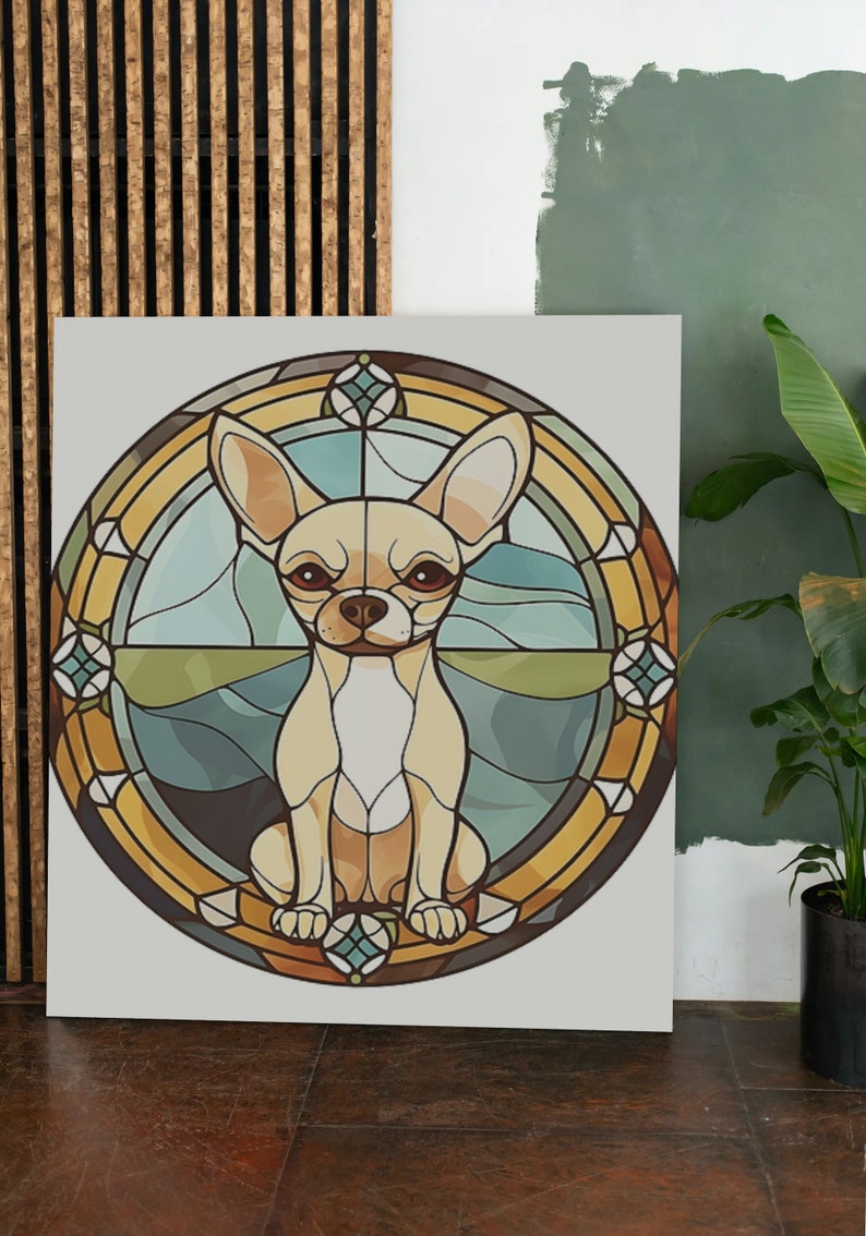 Chihuahua Stained Glass Digital Print - Etsy