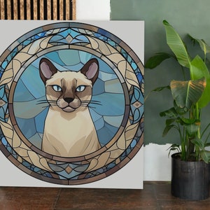 Siamese Cat Stained Glass Digital Print - Etsy