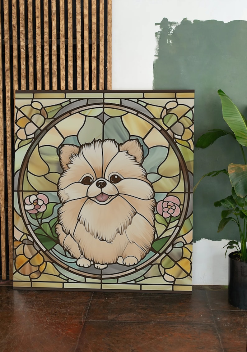 Pomeranian Stained Glass Digital Print - Etsy