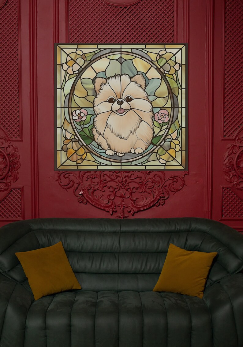 Pomeranian Stained Glass Digital Print - Etsy