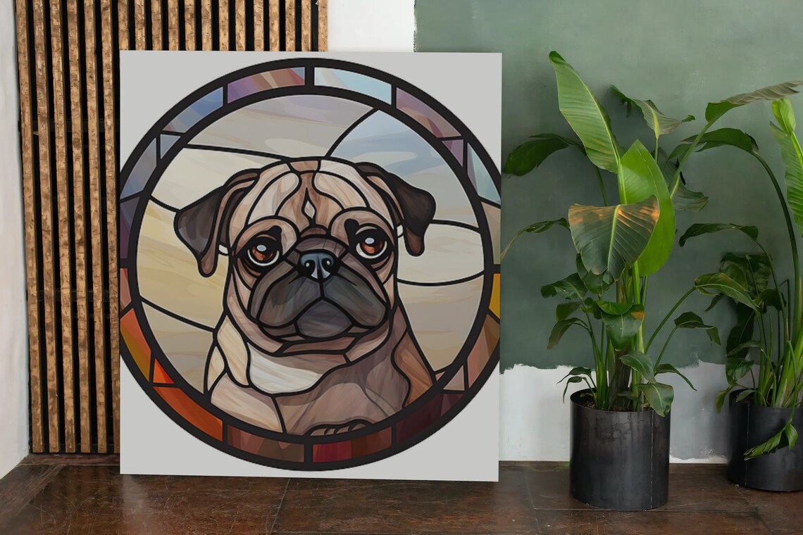 Pug Stained Glass Digital Print - Etsy