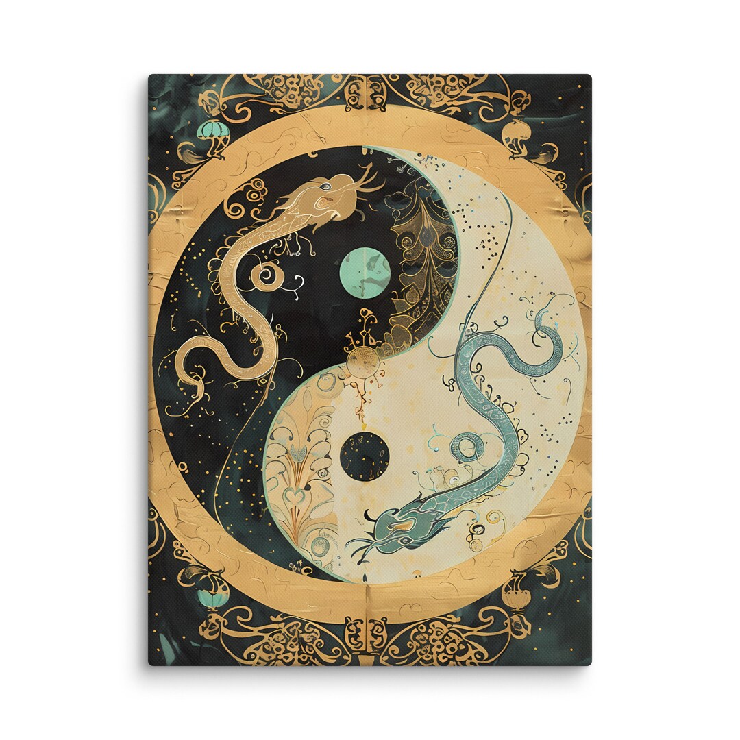 Ying and Yang - Dragons - Canvas Thin Print, Design Decor, Room ...
