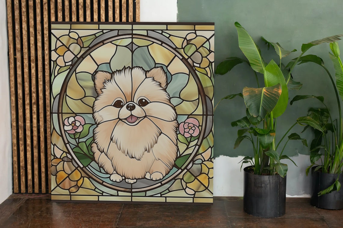 Pomeranian Stained Glass Digital Print - Etsy