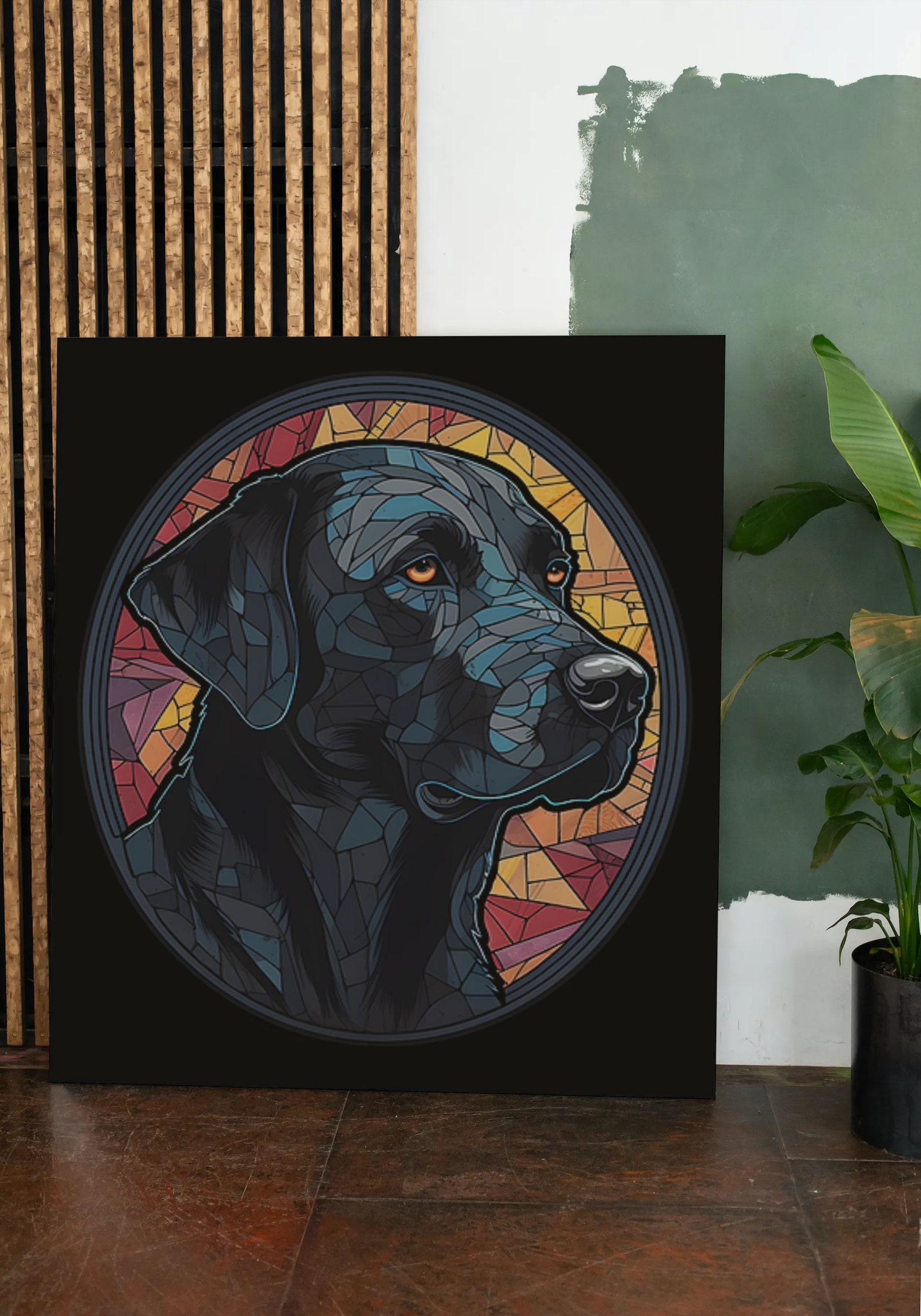 Black Labrador Stained Glass Digital Print - Etsy