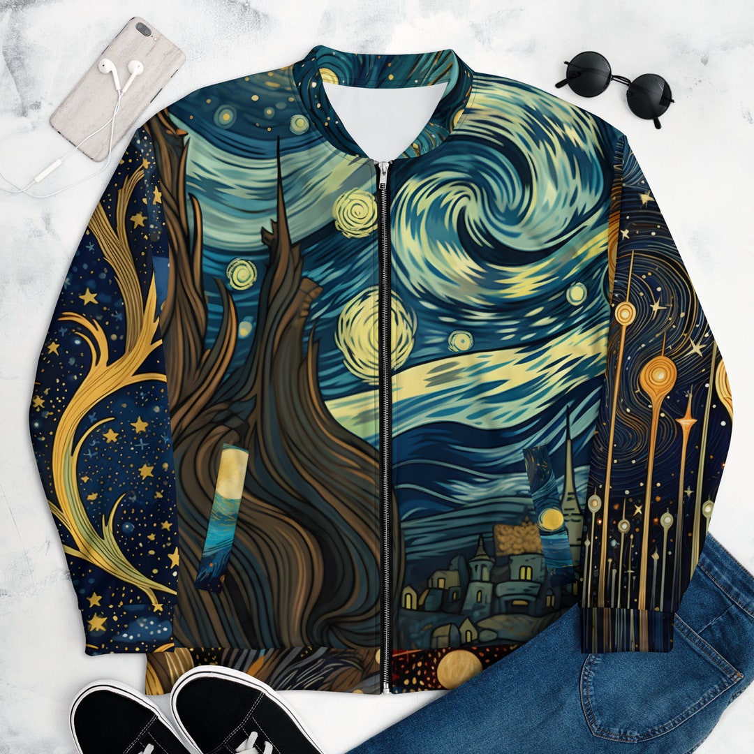 Starry Night Bomber Jacket - Vincent Van Gogh Inspired Wearable Art ...