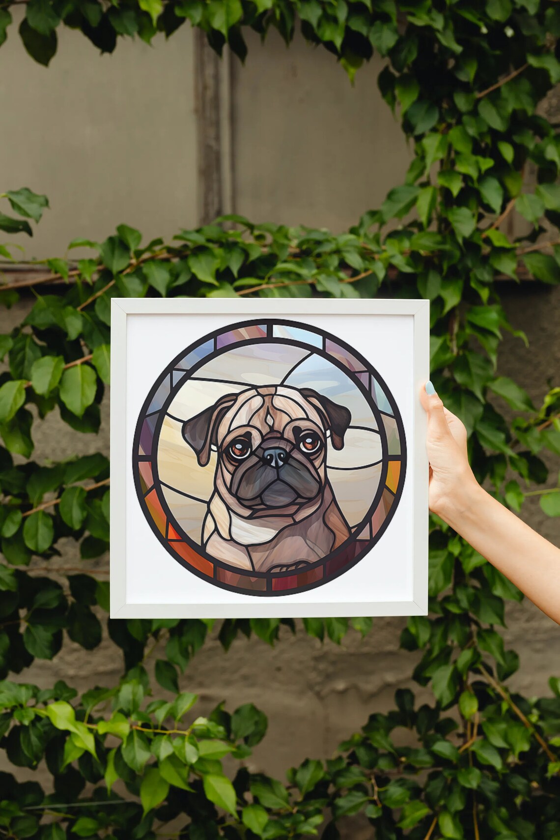 Pug Stained Glass Digital Print - Etsy