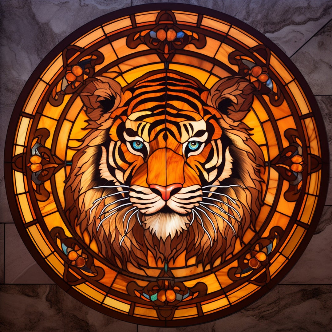 Tiger Stained Glass Digital Print 2 - Etsy