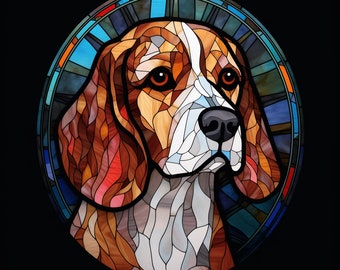 Stained Glass Pattern Beagle digital Download PDF DIY Suncatcher ...