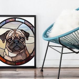 Pug Stained Glass Digital Print - Etsy