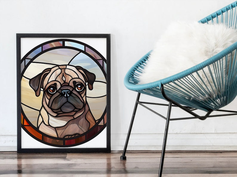 Pug Stained Glass Digital Print - Etsy