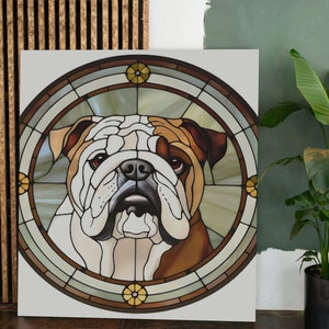 English Bulldog Stained Glass Digital Print - Etsy