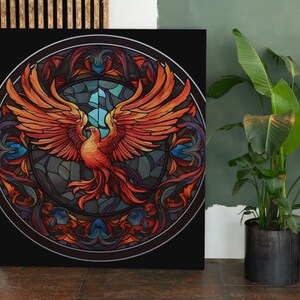 Phoenix Stained Glass Digital Print - Etsy