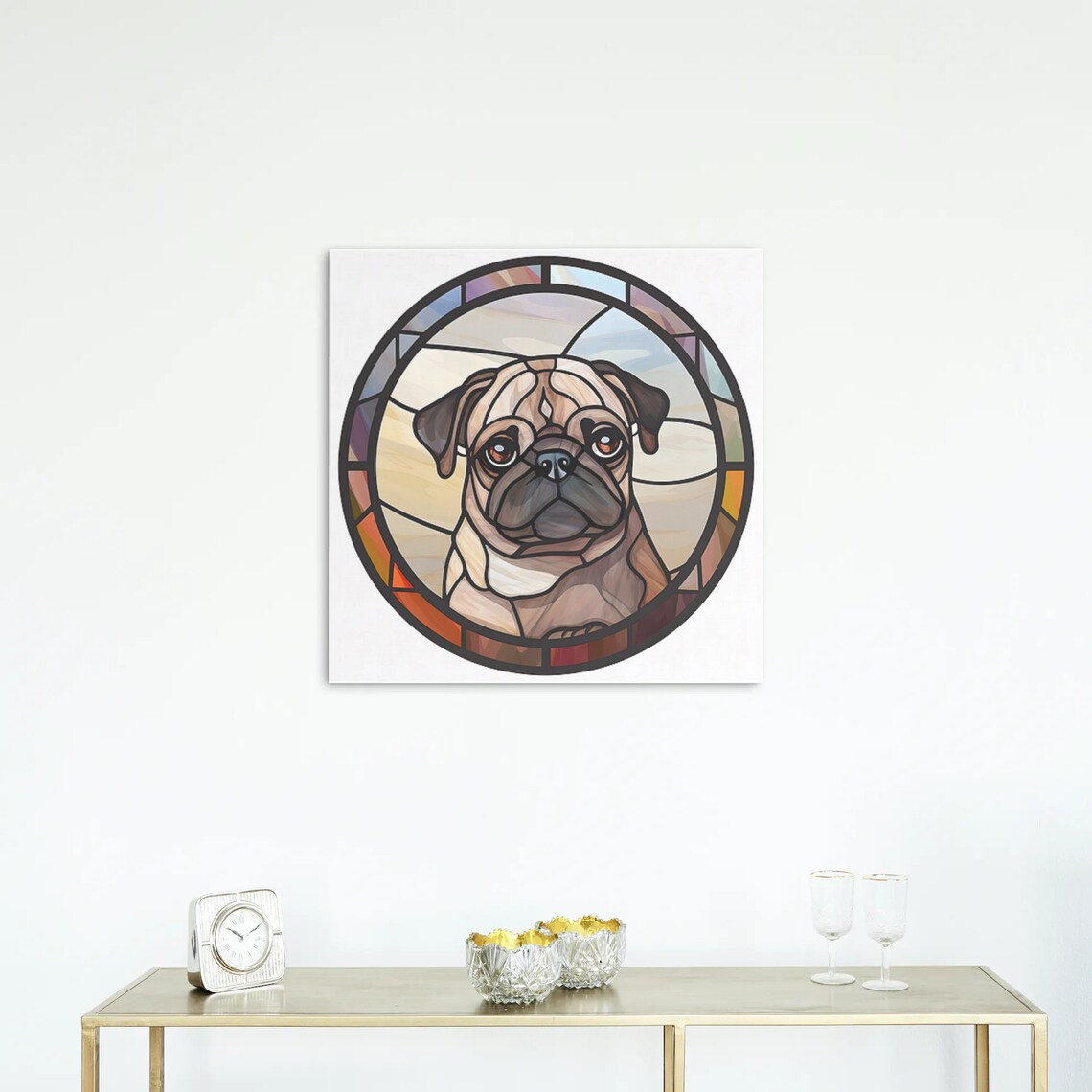 Pug Stained Glass Digital Print - Etsy
