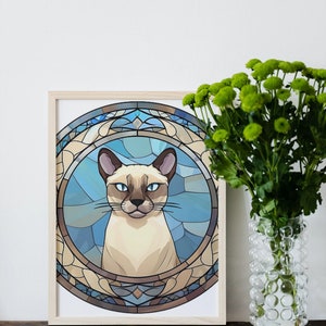 Siamese Cat Stained Glass Digital Print - Etsy