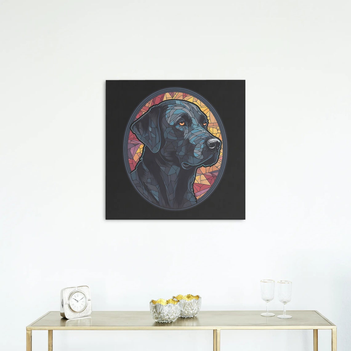 Black Labrador Stained Glass Digital Print - Etsy