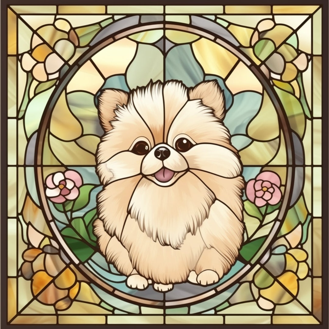 Pomeranian Stained Glass Digital Print - Etsy