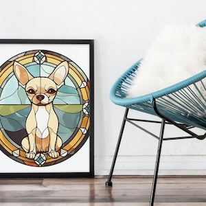 Chihuahua Stained Glass Digital Print - Etsy