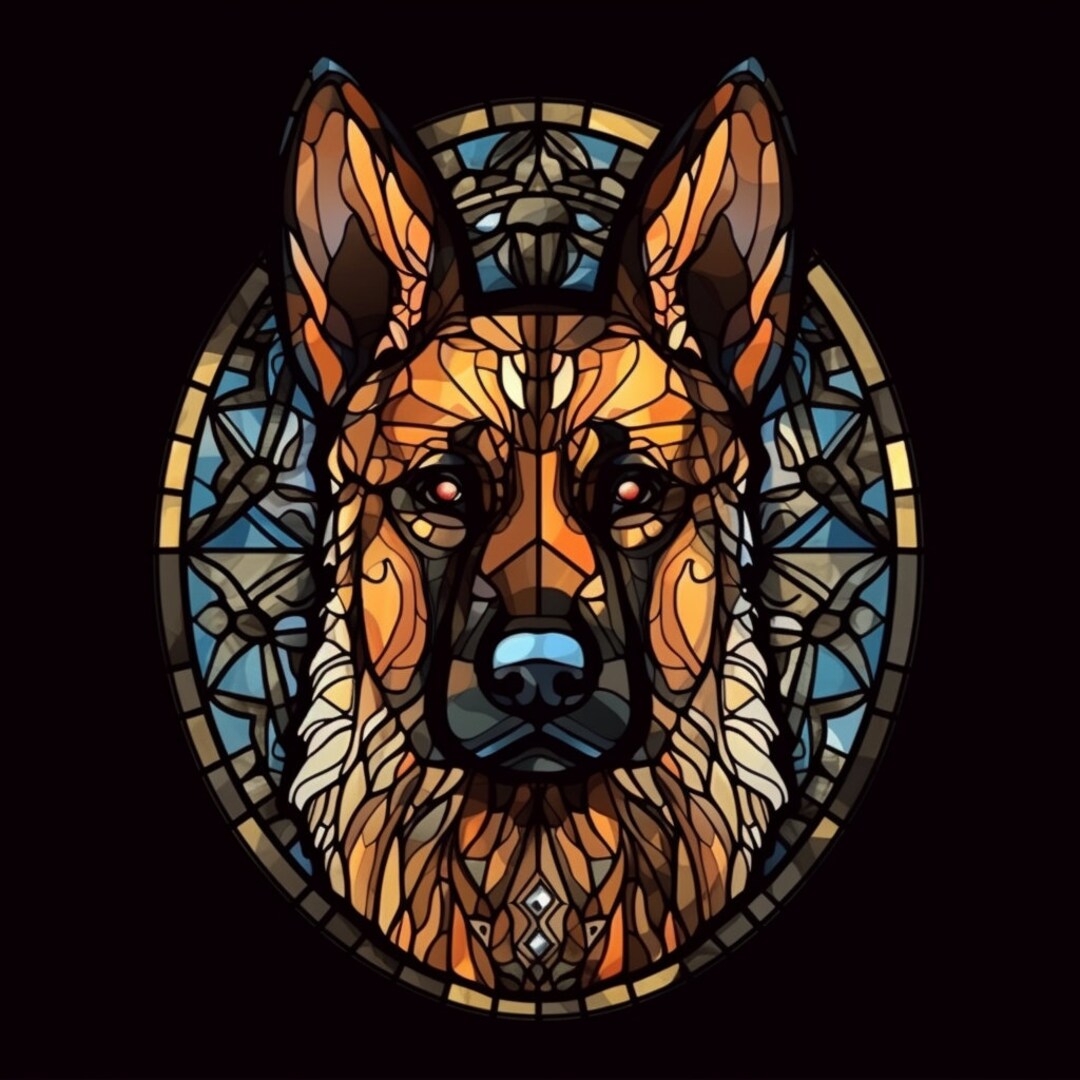 German Shepherd Stained Glass Digital Print - Etsy