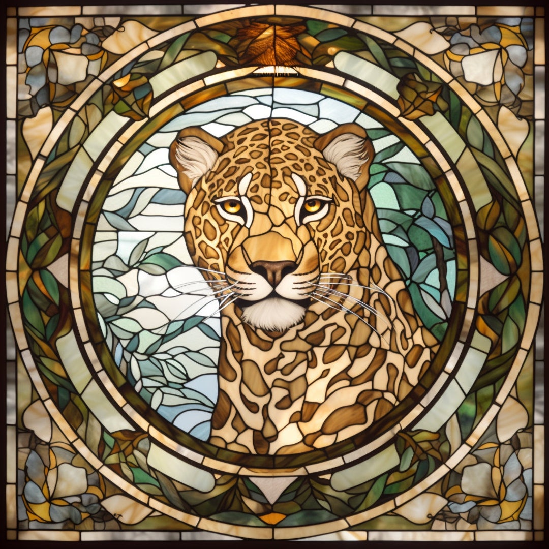 Leopard Stained Glass Digital Print - Etsy