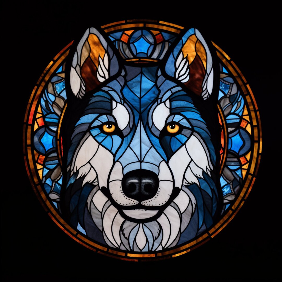 Husky Stained Glass Digital Print - Etsy