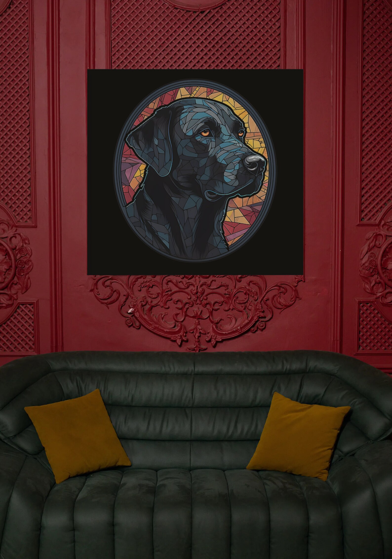 Black Labrador Stained Glass Digital Print - Etsy