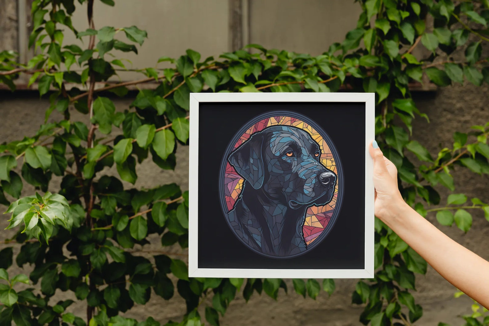 Black Labrador Stained Glass Digital Print - Etsy