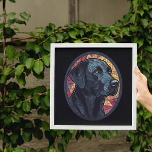 Black Labrador Stained Glass Digital Print - Etsy