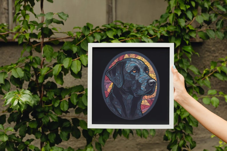 Black Labrador Stained Glass Digital Print - Etsy