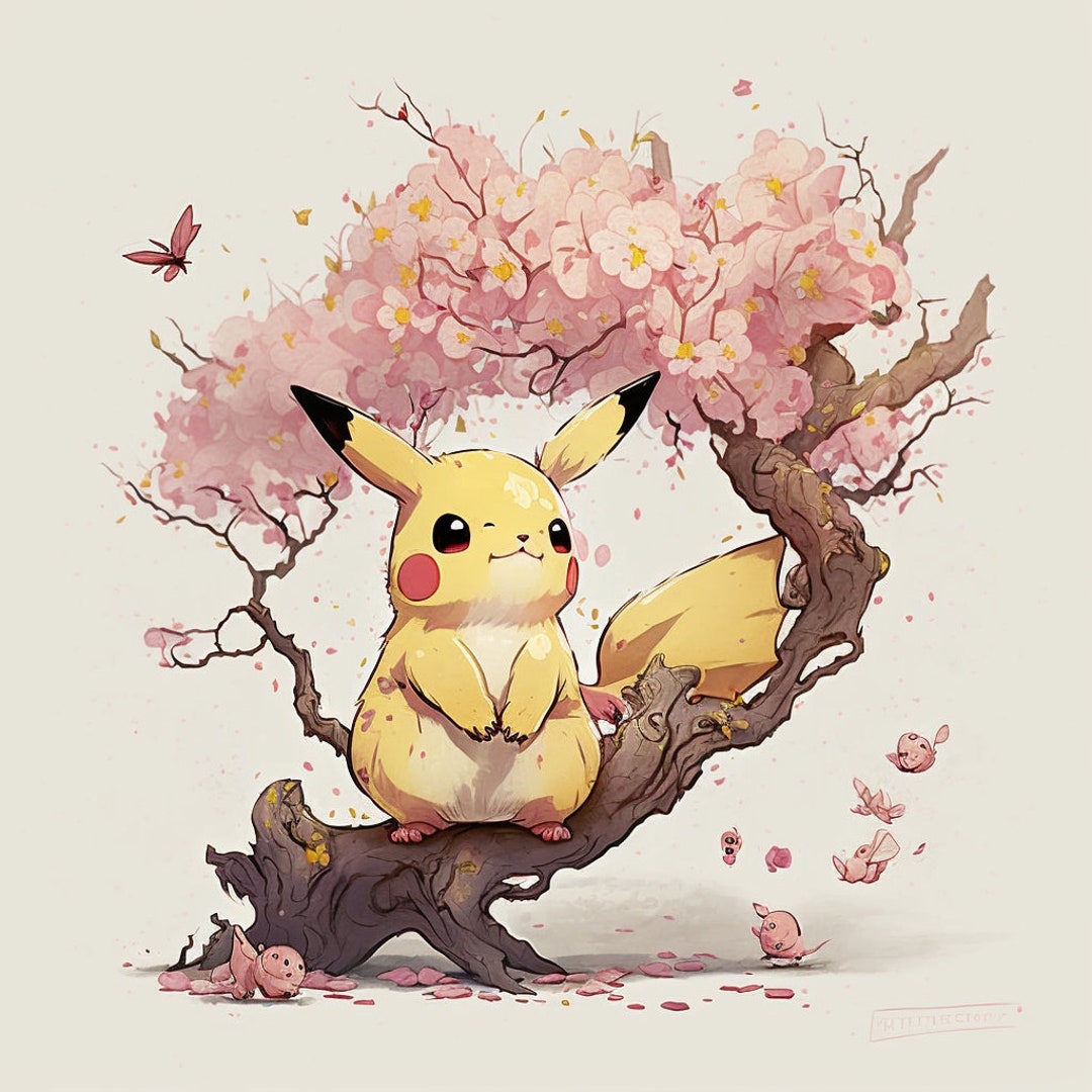 Pikachu Under the Cherry Blossom Digital Download - Etsy