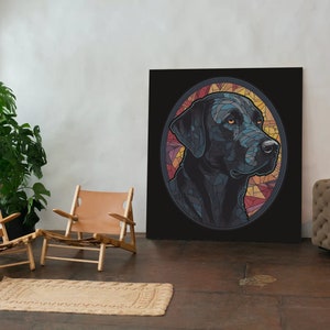 Black Labrador Stained Glass Digital Print - Etsy