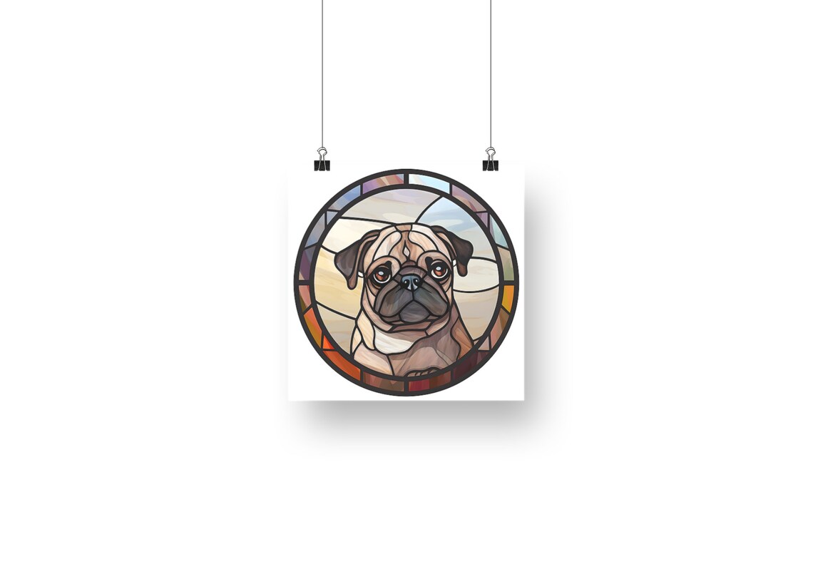 Pug Stained Glass Digital Print - Etsy