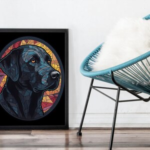 Black Labrador Stained Glass Digital Print - Etsy