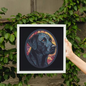 Black Labrador Stained Glass Digital Print - Etsy