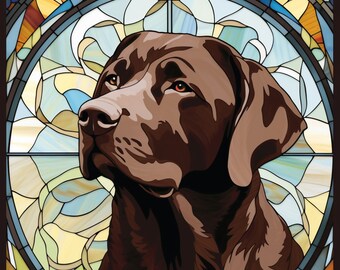 Chocolate Lab Dog Stained Glass Pattern Digital Download - Etsy