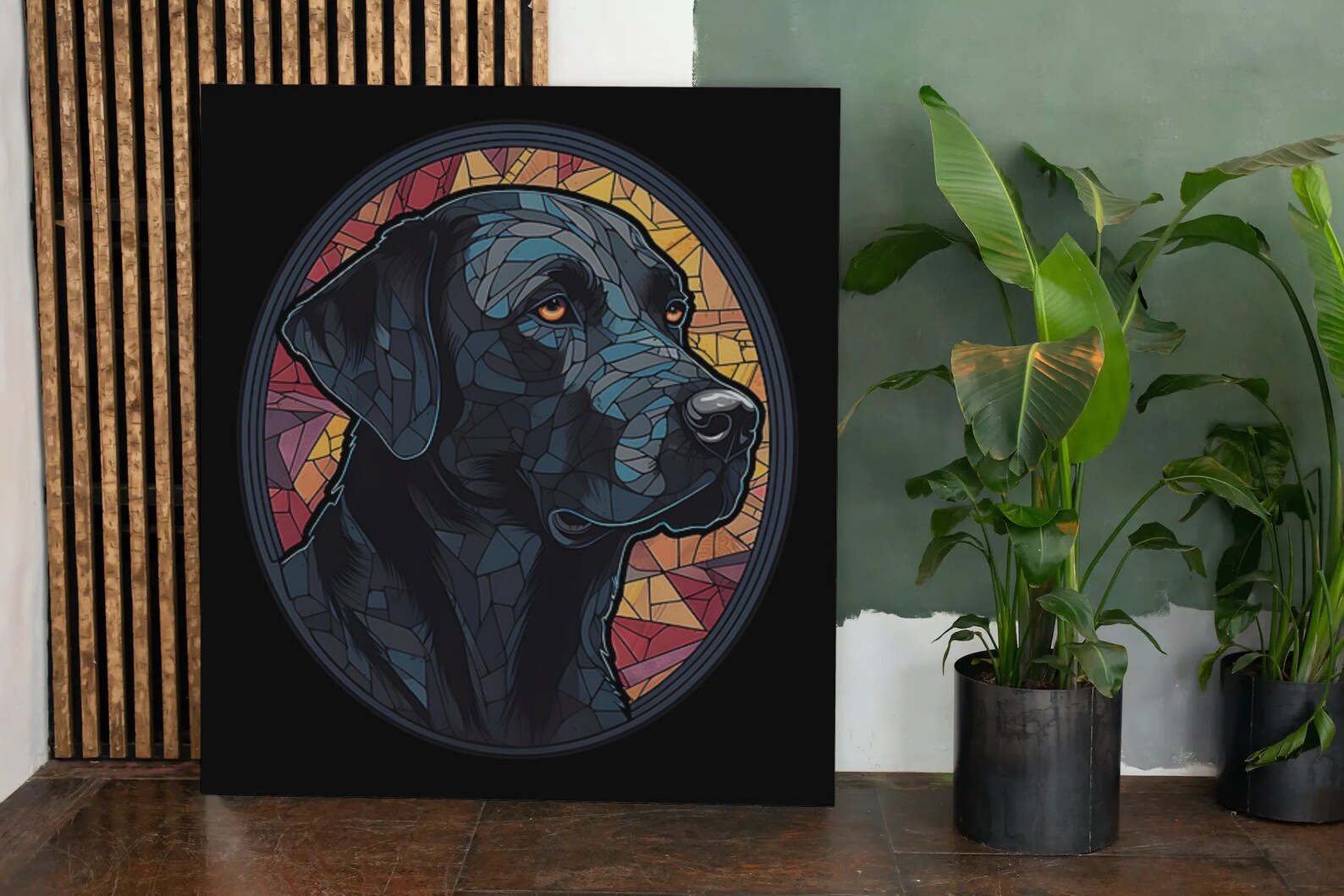 Black Labrador Stained Glass Digital Print - Etsy